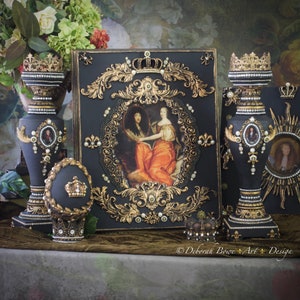 French Decor Louis XIV Handmade Large Decorative Jeweled Crowned Candle ...