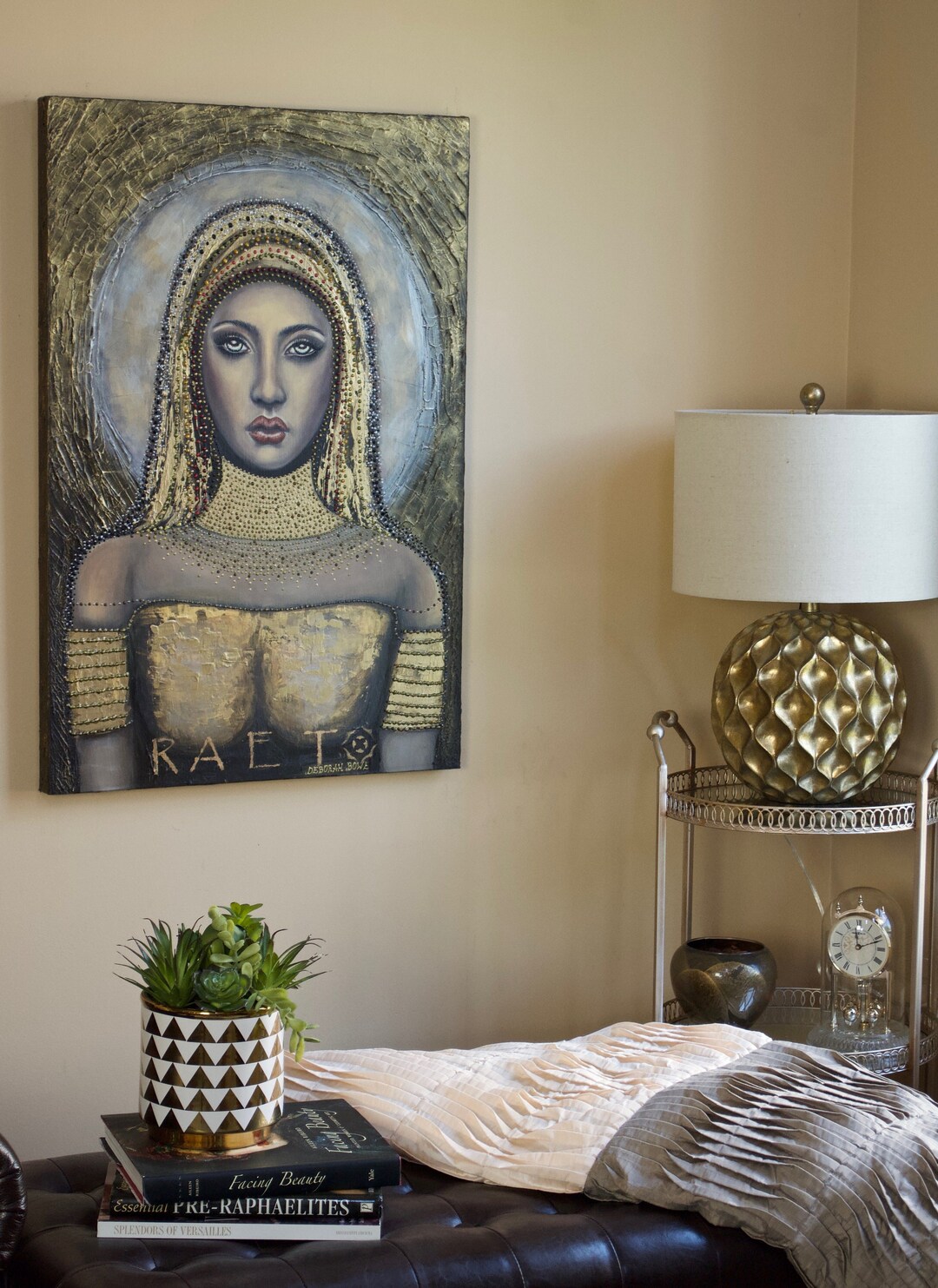 Sun Goddess Original Painting on Canvas "raet Tawy" 24" X 36" Large Bas ...