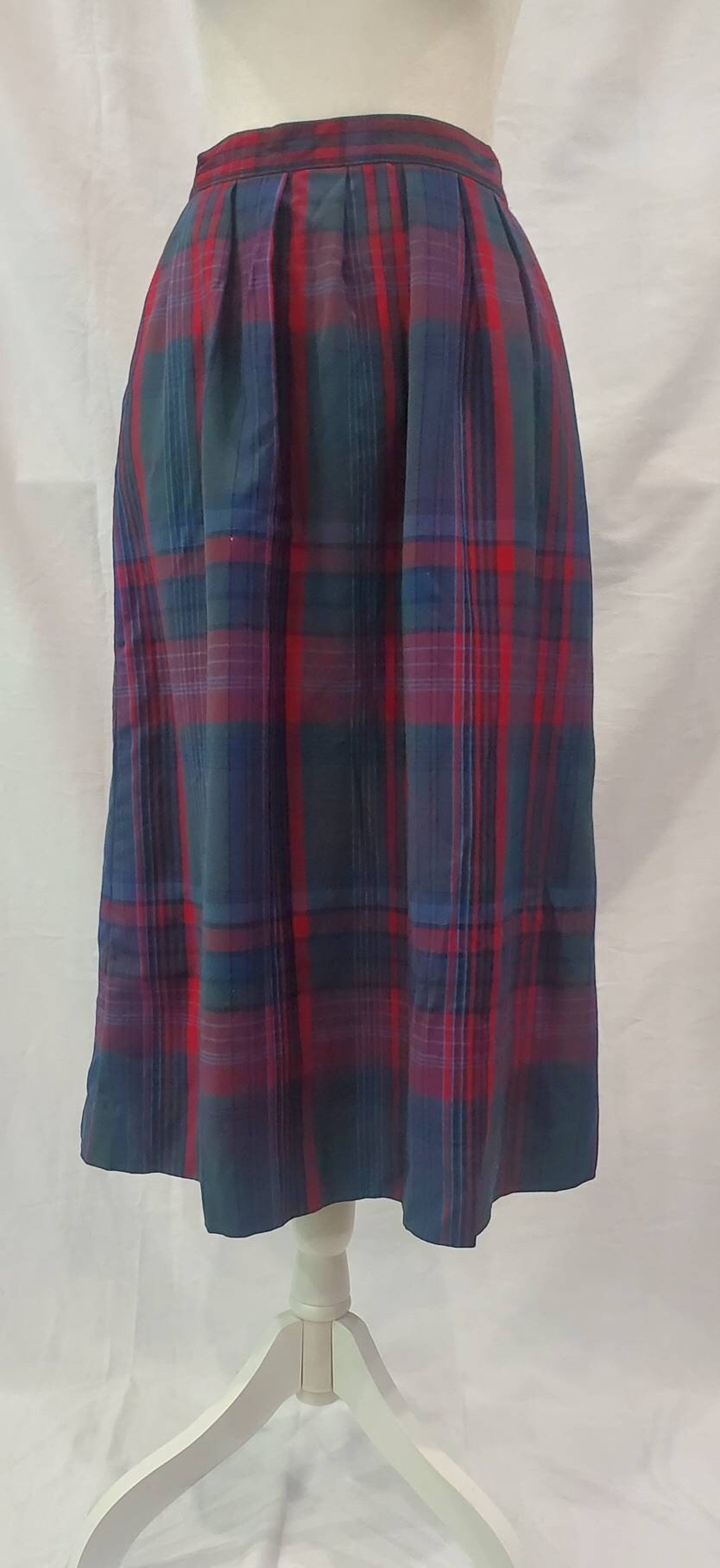 1980s Miss Pendleton Pleated Plaid Red and Blue Tartan Day Skirt / Preppy - Etsy