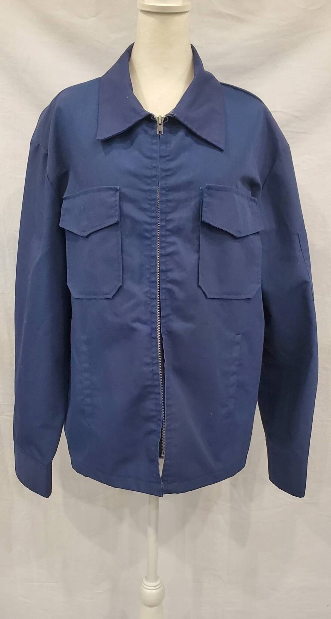 1960s / 1970s Navy Blue Light Weight Flight Jacket With Front Zipper ...