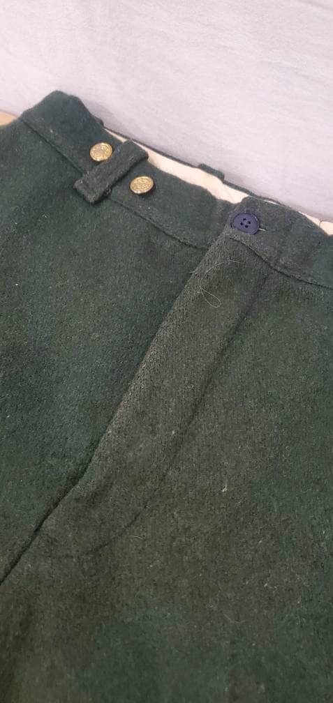 1940s Men's Dark Green Wide Leg Wool Military Pants With Silver Buttons ...