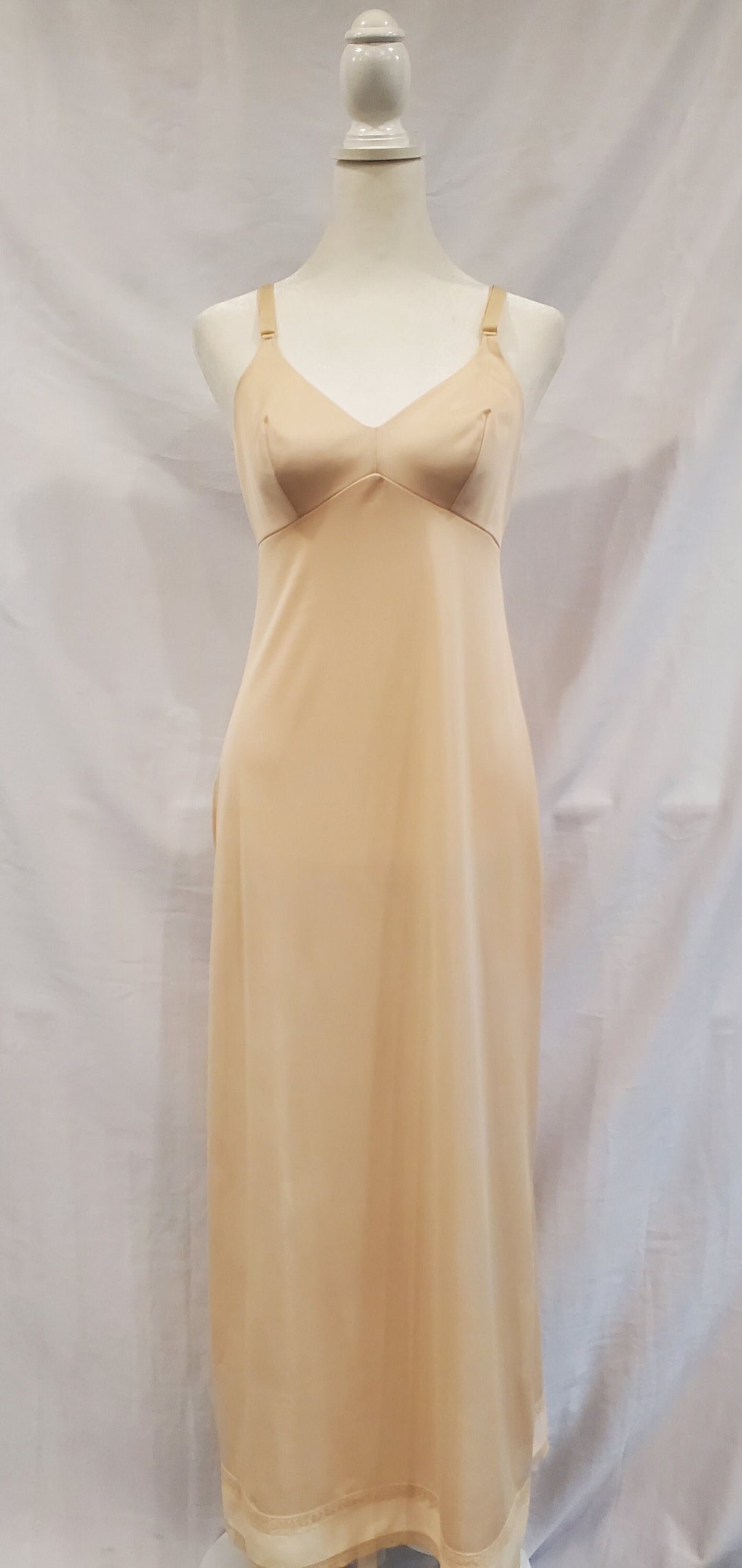 1960s Gossard Artemis Antron Nylon Beige Long Slip With Lace Bottom ...