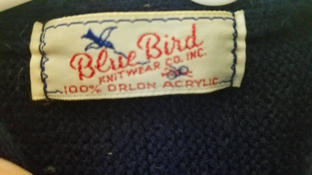1950s Blue Bird Knitwear Boys Navy and White Orlon Acrylic Cardigan - Etsy