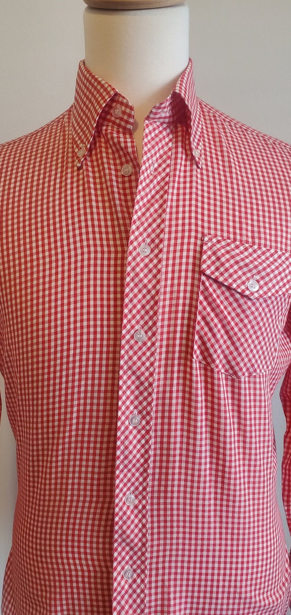 1970s Brutus Gold Men's Long Sleeved Plaid Button Up … - Gem