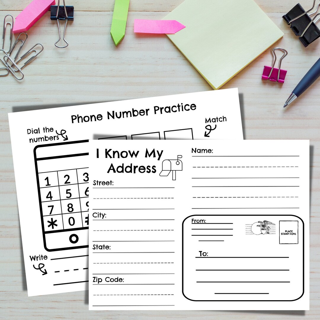 Phone Number and Address Practice - Busy Binder Worksheet - Children's ...
