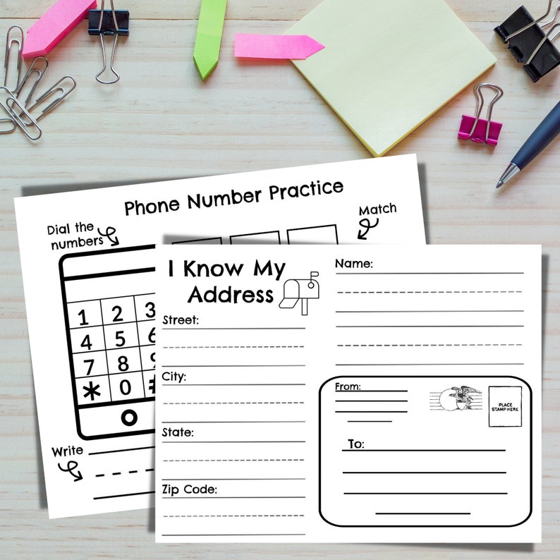 Phone Number and Address Practice - Busy Binder Worksheet - Children's ...