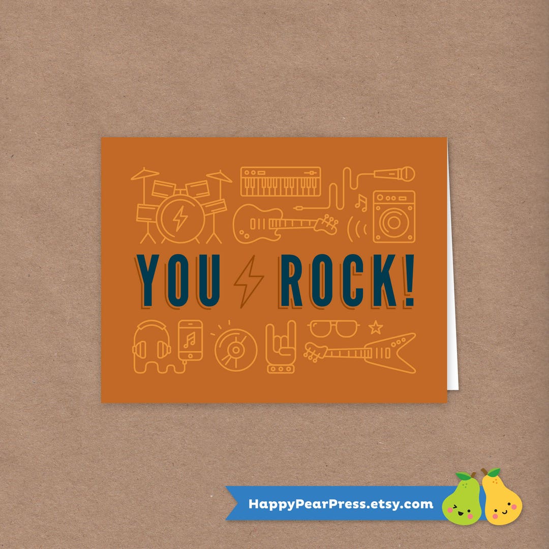 Rock Star Thank You Card // DIY Printable Folded Thank You - Etsy
