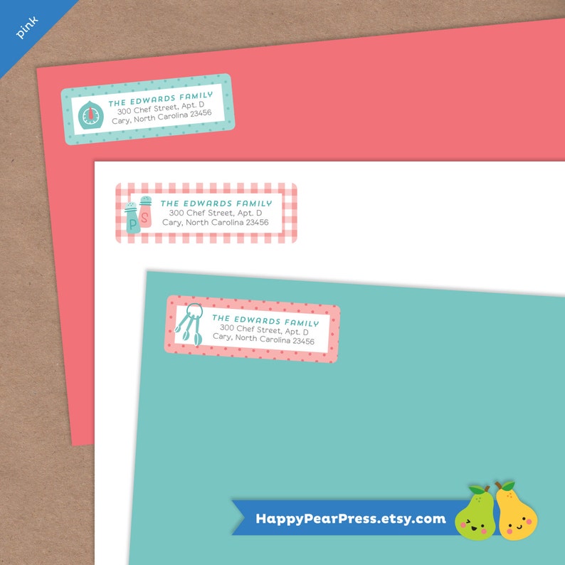 Retro Recipe Cooking Party Printable Return Address Labels - Etsy