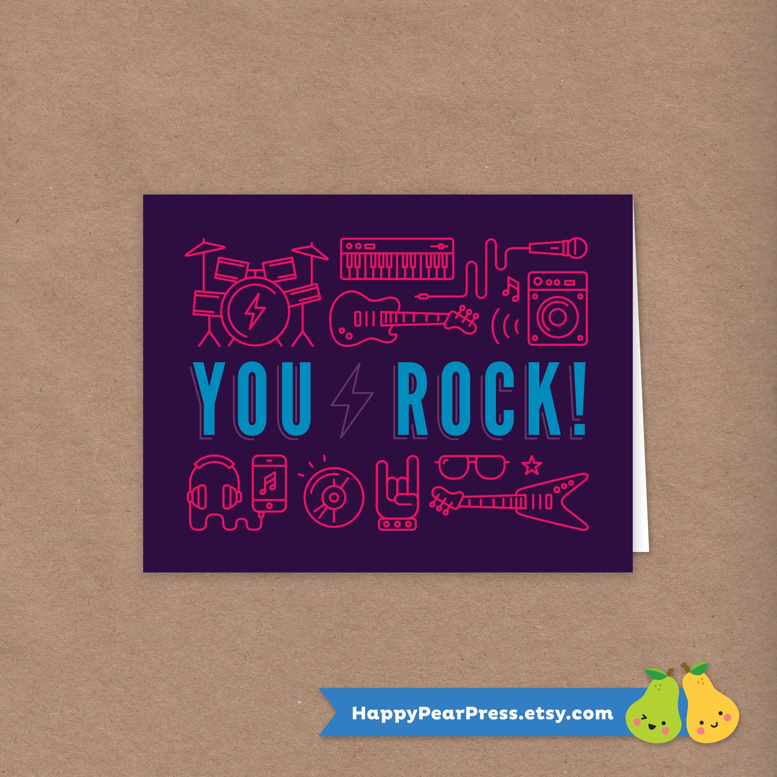 Rock Star Thank You Card // DIY Printable Folded Thank You Note ...