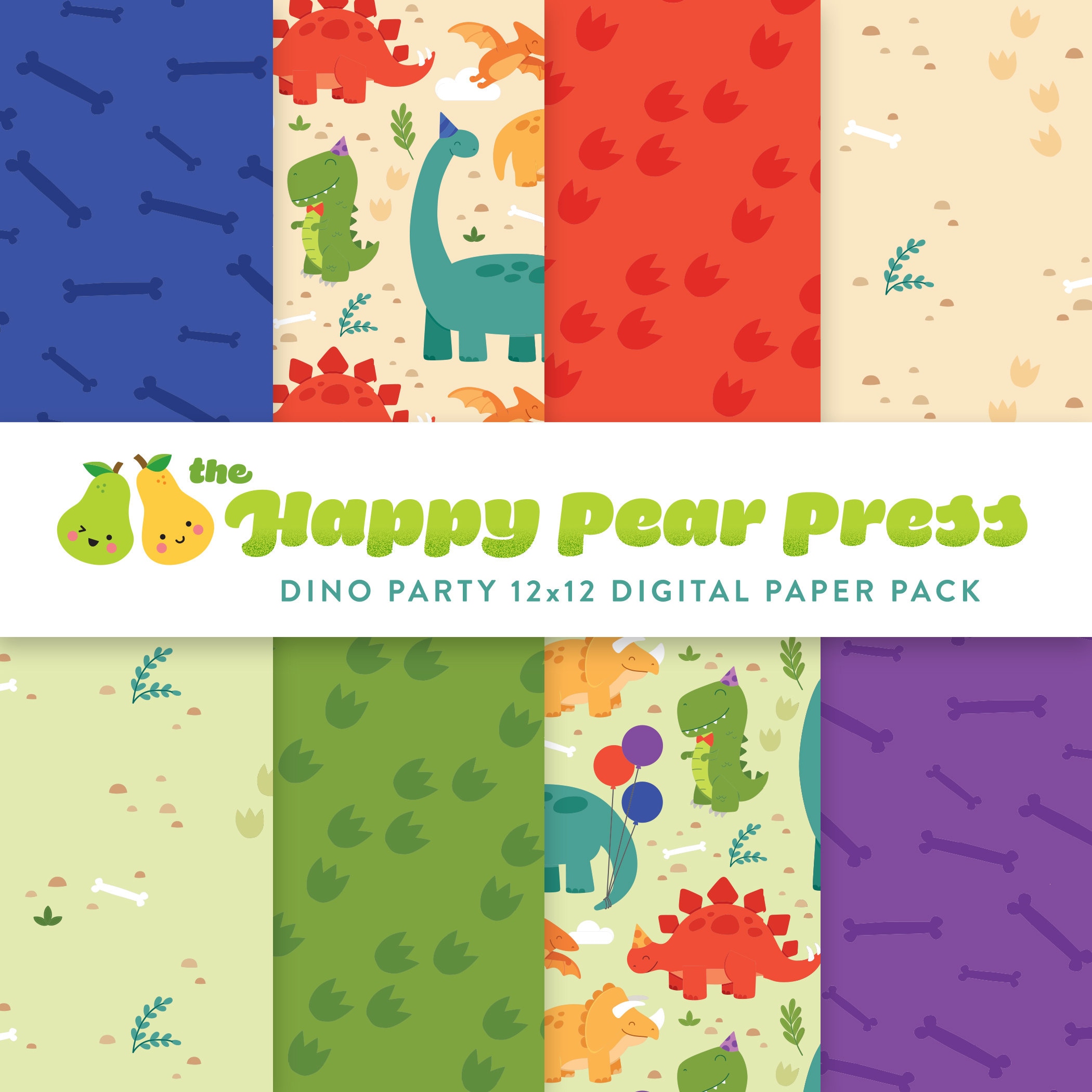 Dinosaur Digital Paper Pack Instant Download Patterned Backgrounds for ...