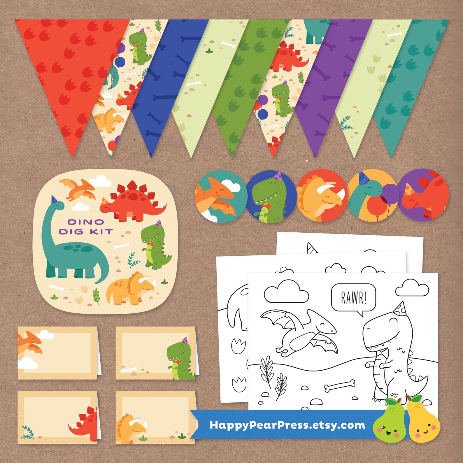 Dinosaur Party Pack // DIY Printable Birthday Party Kit // - Etsy