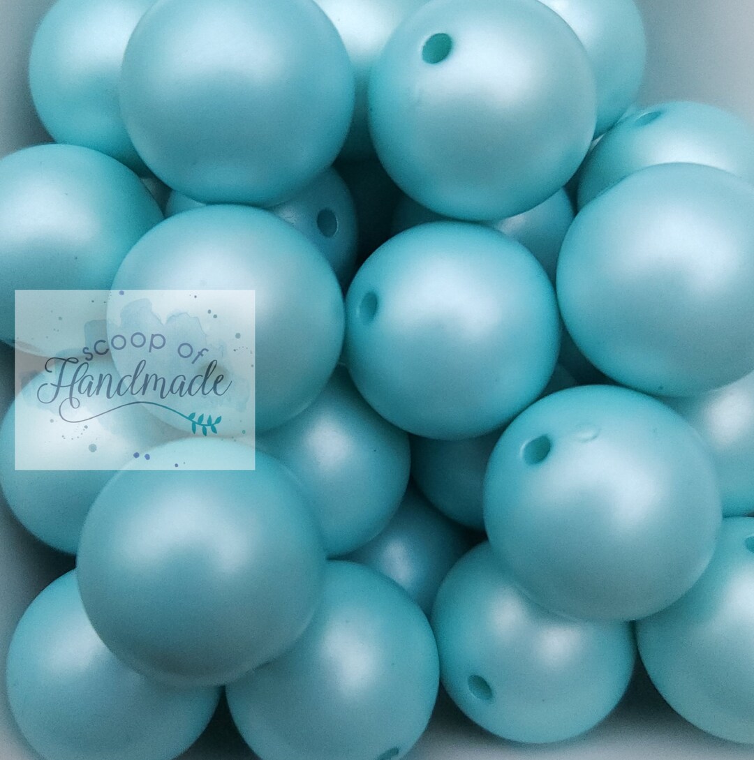 20mm Matte Cyan Faux Pearl Chunky Bubblegum Beads Mix • Acrylic Matte ...