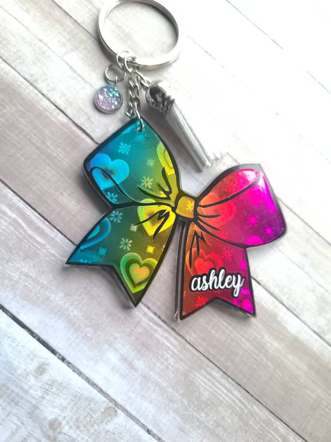 Personalized Cheer Bow Keychain • Cheerleader Keychain • Cheer Gift ...