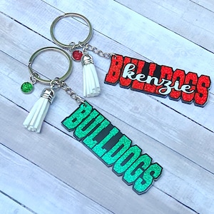 Personalized Bulldogs Keychain • School Pride Keychain • School Mascot ...
