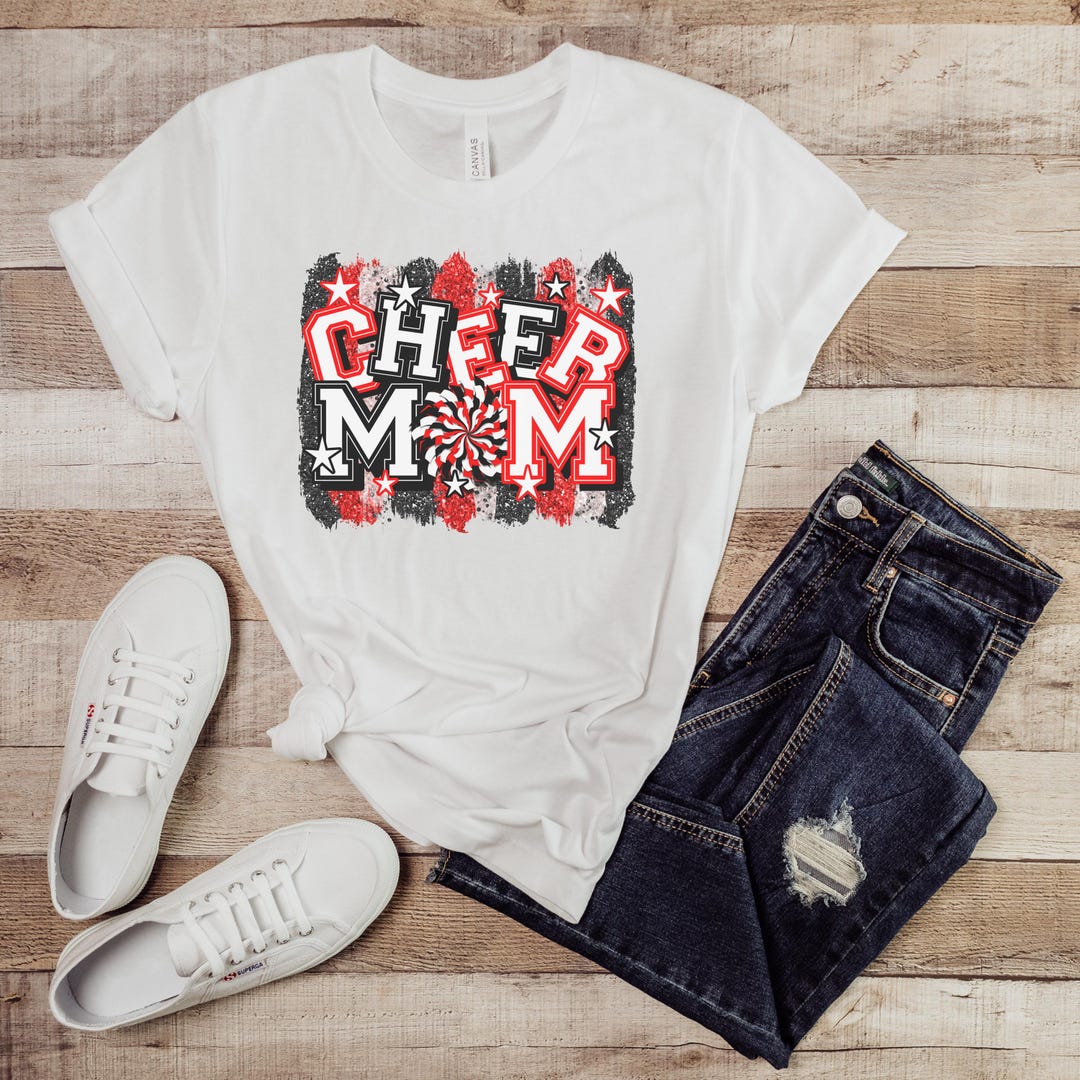 Personalized Cheer Mom Shirt Cheer Mom Gift Red and Black Cheer Mom ...