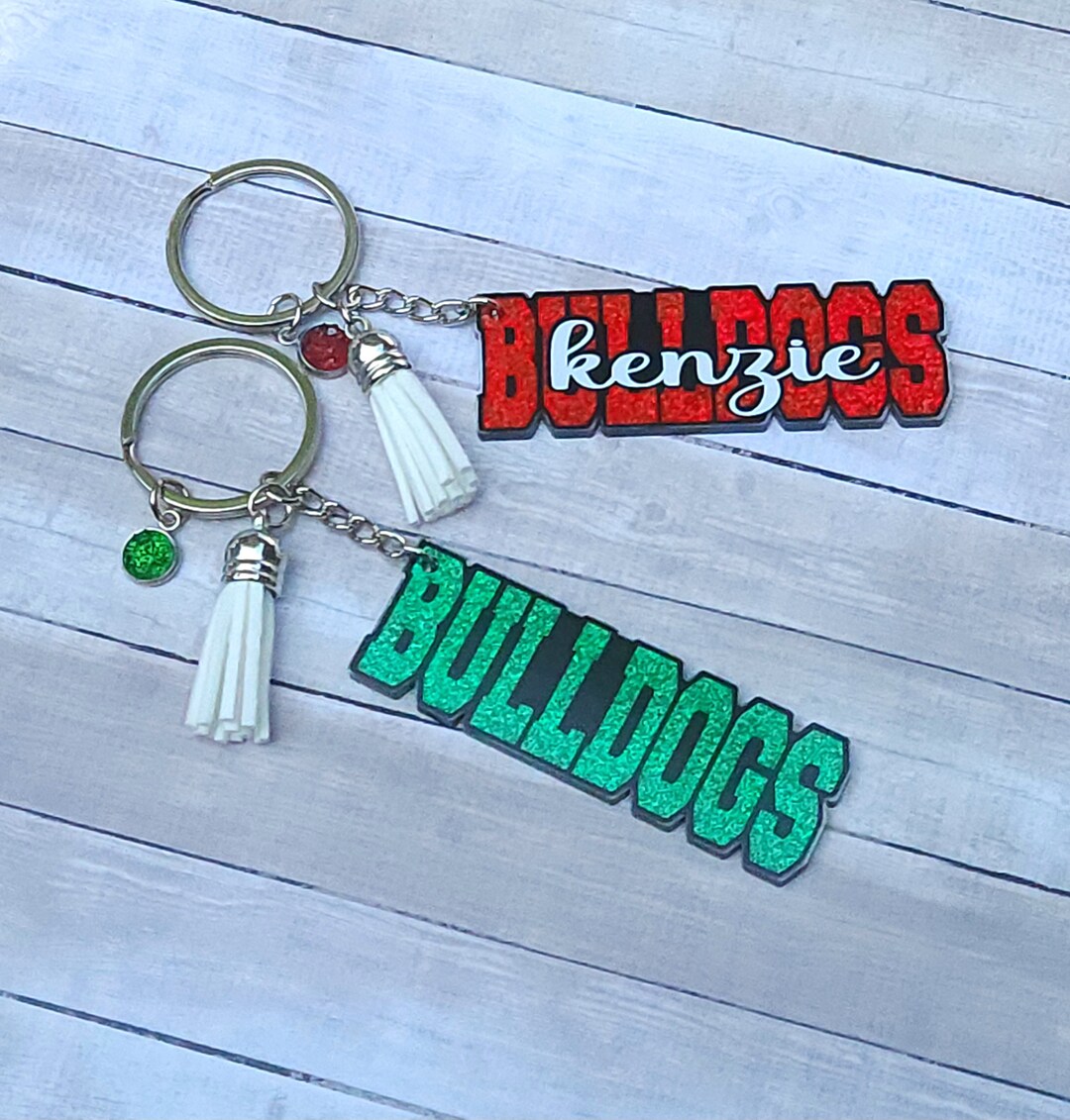 Personalized Bulldogs Keychain • School Pride Keychain • School Mascot ...