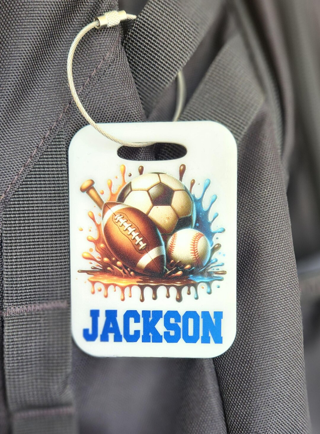 Personalized Sports Bag Tag • Backpack Name Tag • School • Kids Luggage ...