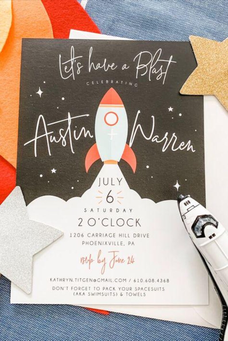 Space Themed Birthday Party Invitation - Etsy
