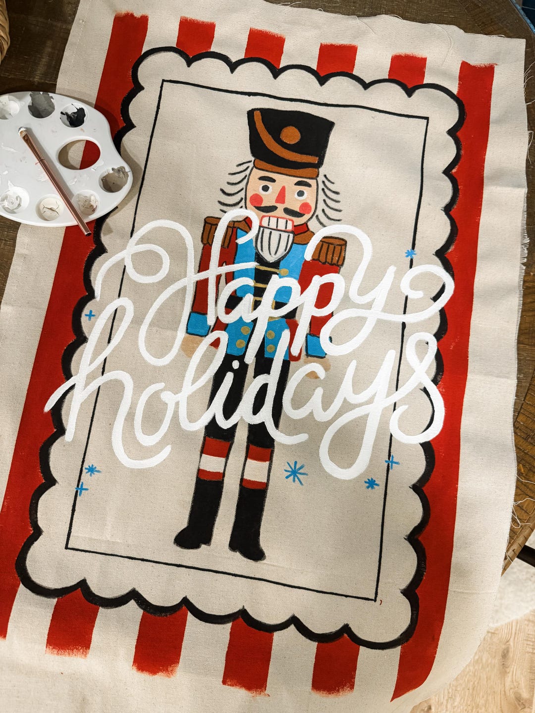Hand-painted Nutcracker Holiday Canvas Banner - Etsy