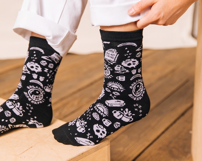 Dead Tired Coffee Unisex Crew Socks, Funny Socks, Cool Socks, Mens ...