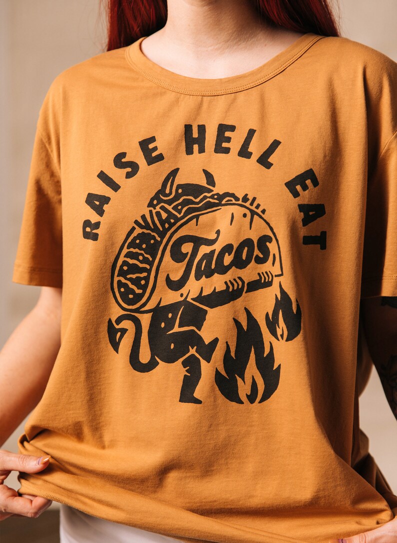 Raise Hell Eat Tacos Unisex Adult Taco Tshirt Taco Tuesday | Etsy