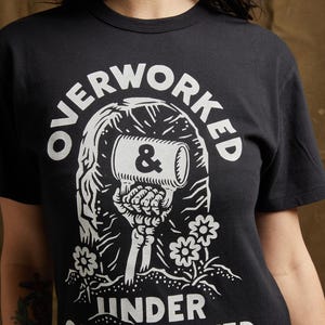 Over Worked Under Caffeinated Tee | Coffee T-shirt | Co Worker Gift ...