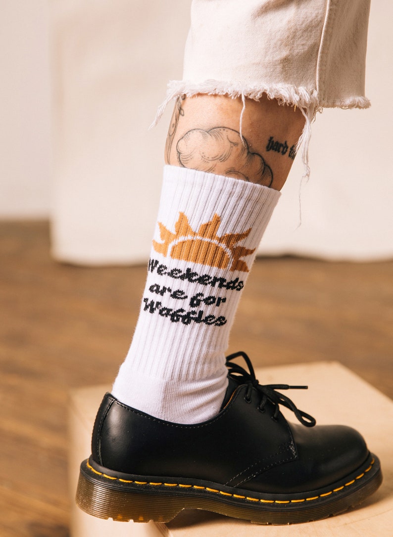 Weekends Are for Waffles Breakfast Brunch Socks, Funny Socks, Cool ...