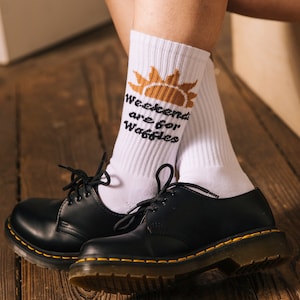 Weekends Are for Waffles Breakfast Brunch Socks, Funny Socks, Cool ...