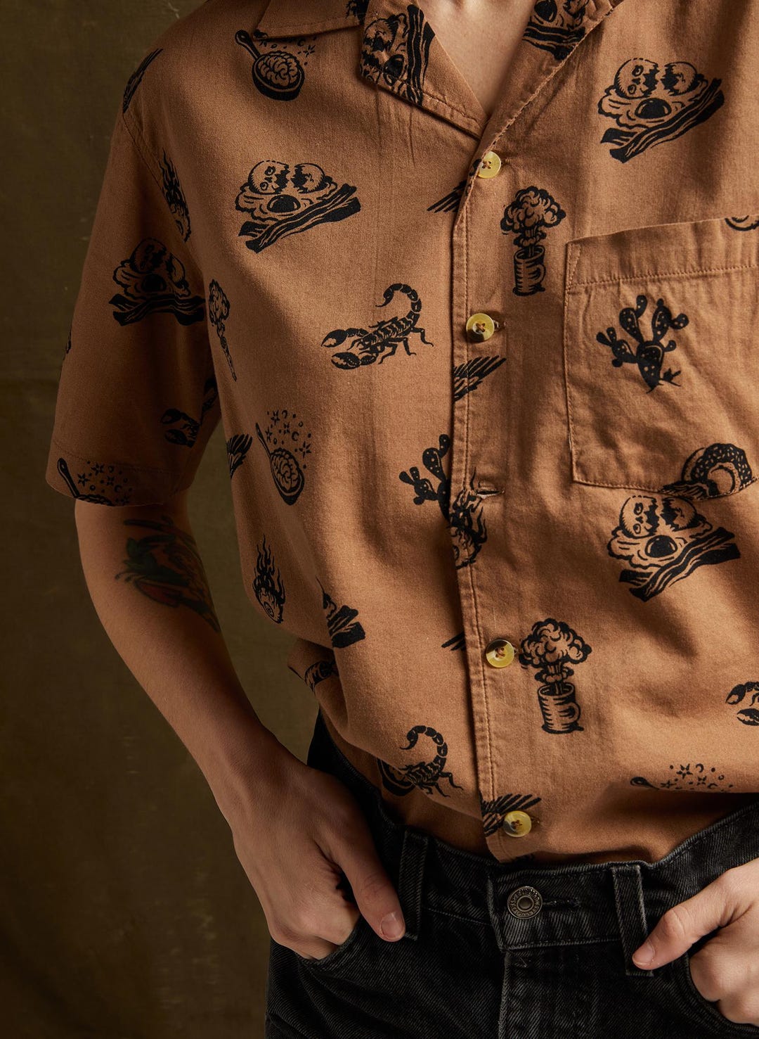 Brain Fried Unisex Adult Casual Cotton Blend Button-up Shirt | Fried ...
