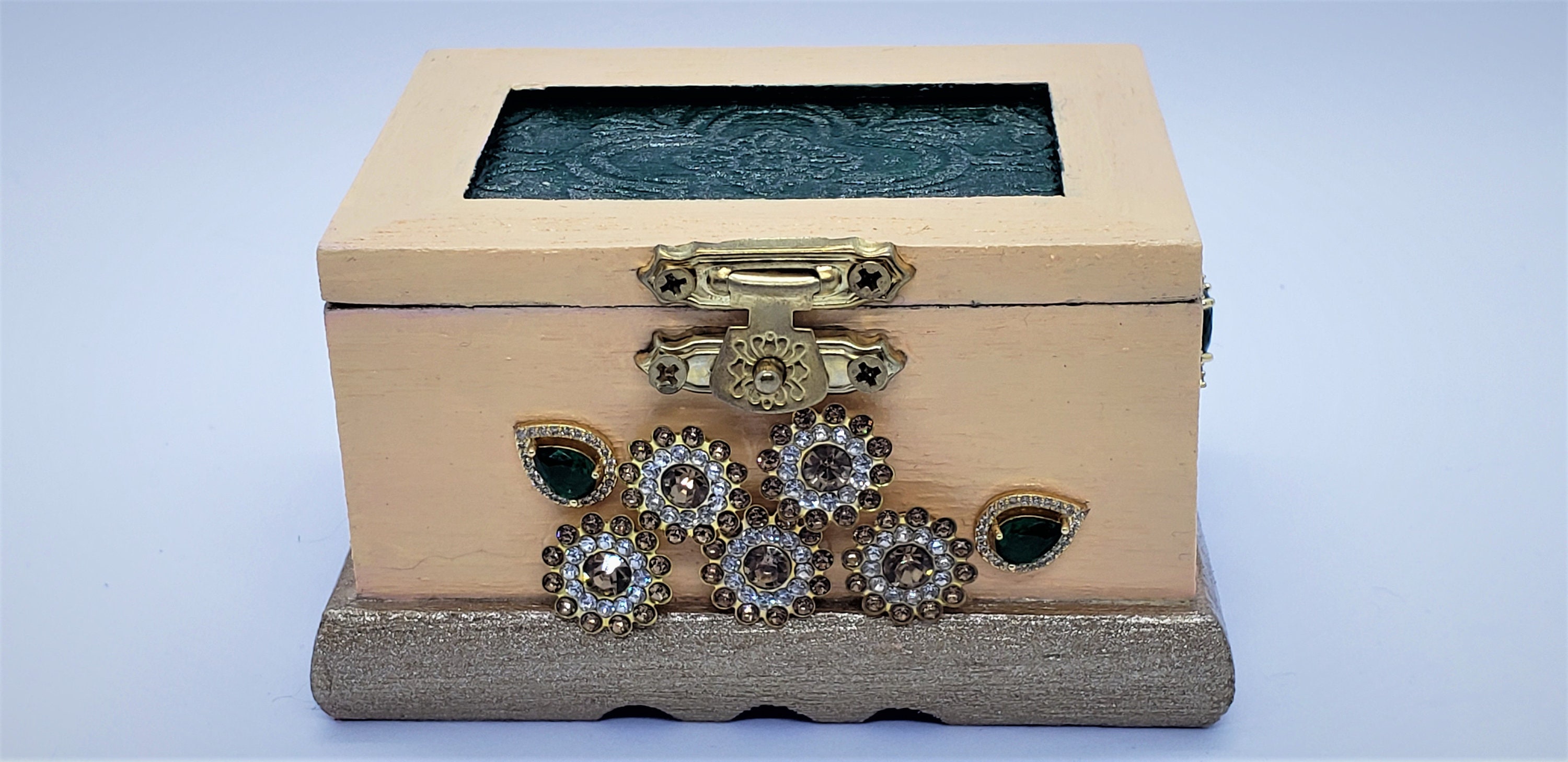 Jewelry / Trinket Box "emerald and Gold" - Etsy UK