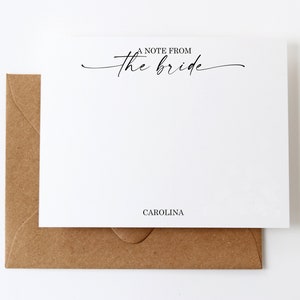 Personalized Script Bride Stationery Set | 12 A Note From the Bride ...