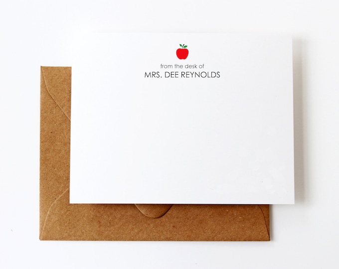 Personalized Gift for Teacher | Apple Stationery | From the Desk of ...