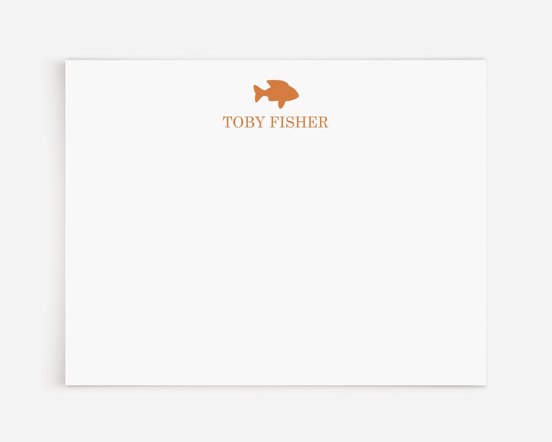 Personalized Fish Stationery Set | 12 Flat Custom Goldfish Note Cards ...