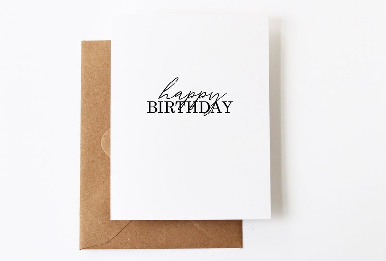 Custom Happy Birthday Cards | 1 or 10 Simple Typography Birthday ...