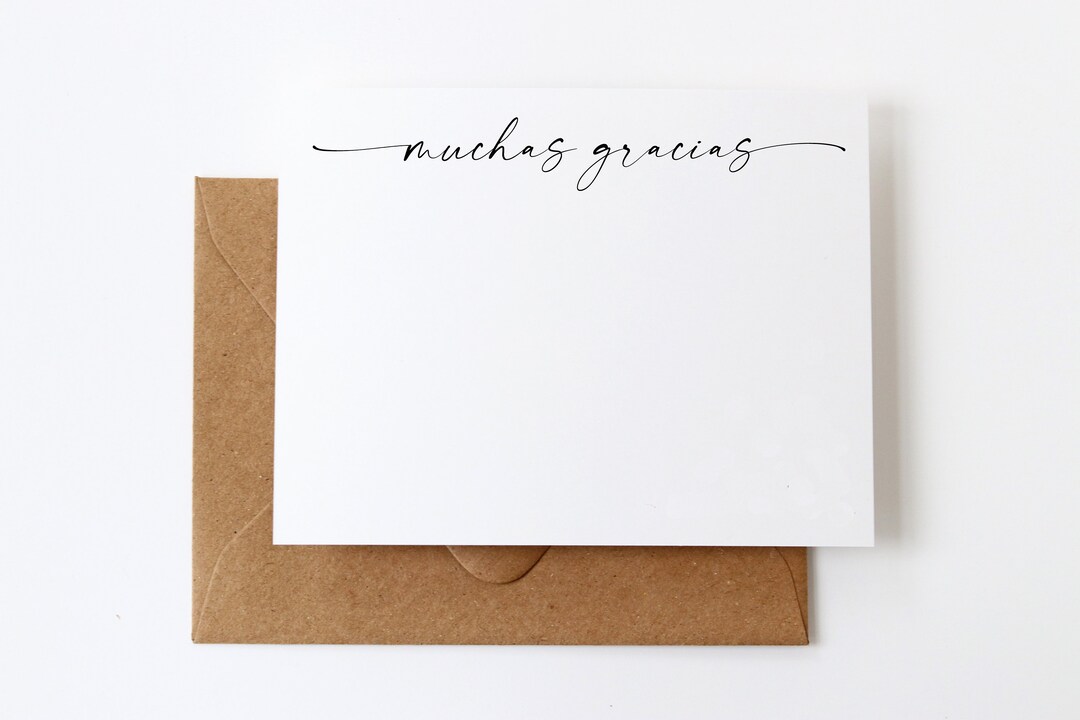 Muchas Gracias Note Cards | Script Gracias Stationery | 12 Spanish ...