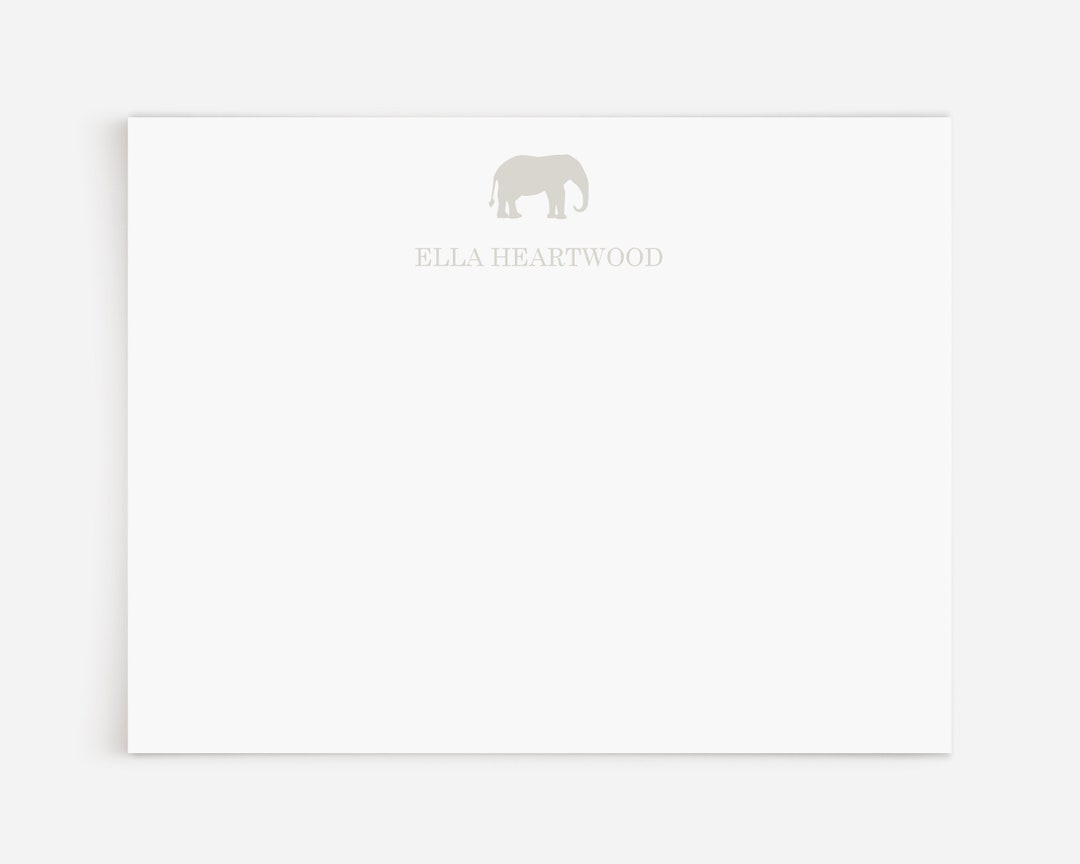 Personalized Elephant Stationery | Elephant Gift | 12 Flat Custom ...