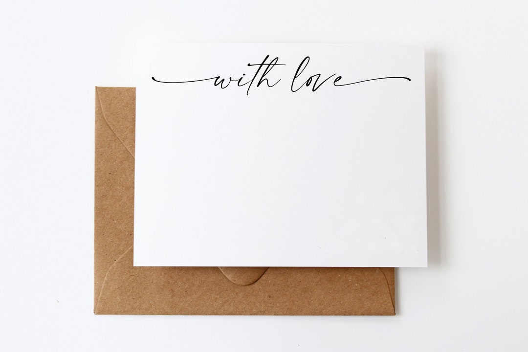 With Love Script Note Cards Stationery Set | 12 Custom Calligraphy With ...