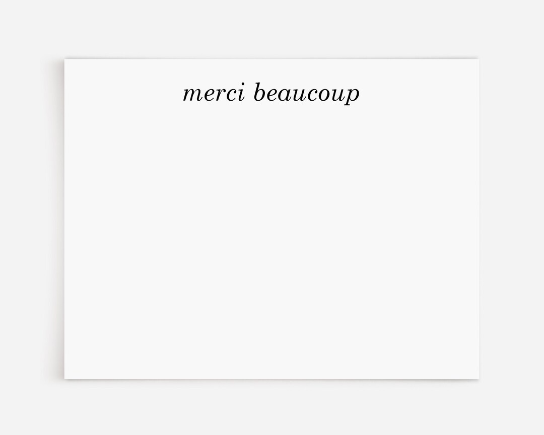 12 Italic Merci Beaucoup Note Cards | French Thank You Notes | Merci ...