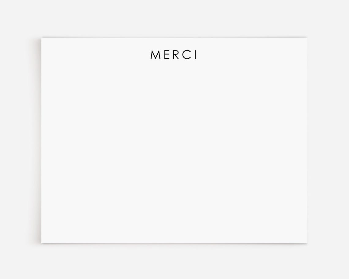 Modern Merci Stationery Set of 12 Notes | Thank You French Stationery ...