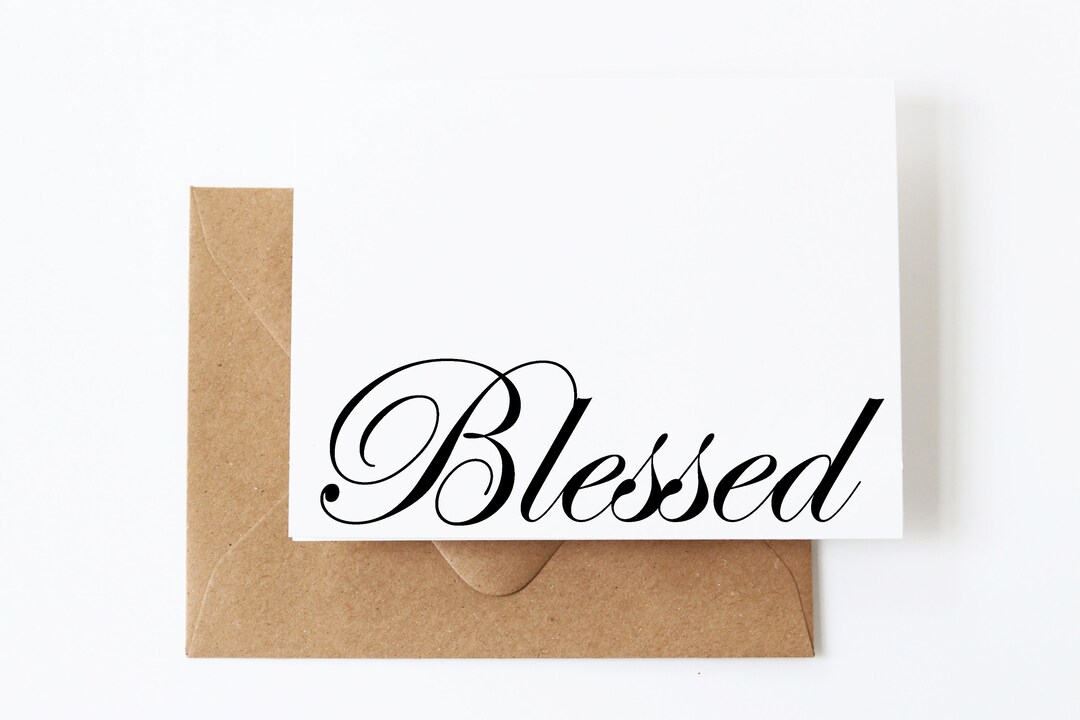 Blessed Card | Script Blessed Greeting Card | Thankful Grateful Blessed ...