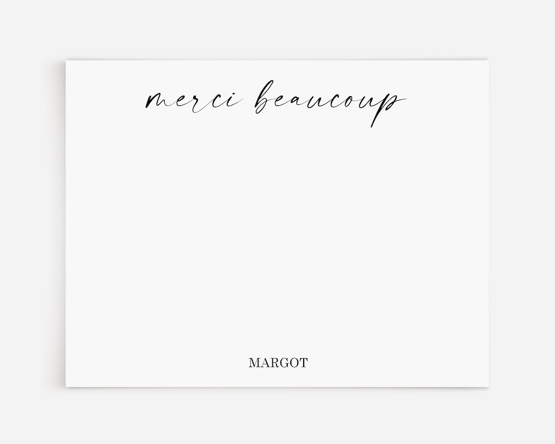 Personalized Merci Stationery | 12 French Thank You Cards | Merci ...