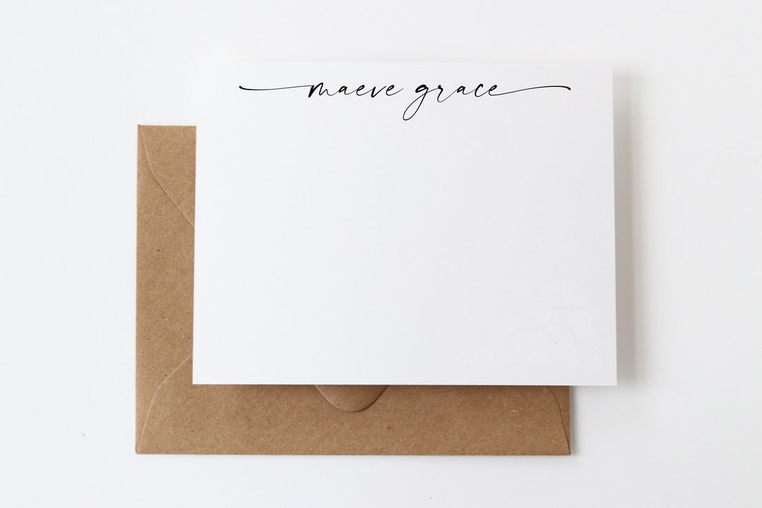 Personalized Calligraphy Note Card Set for Ladies | 12 Girls Trendy ...