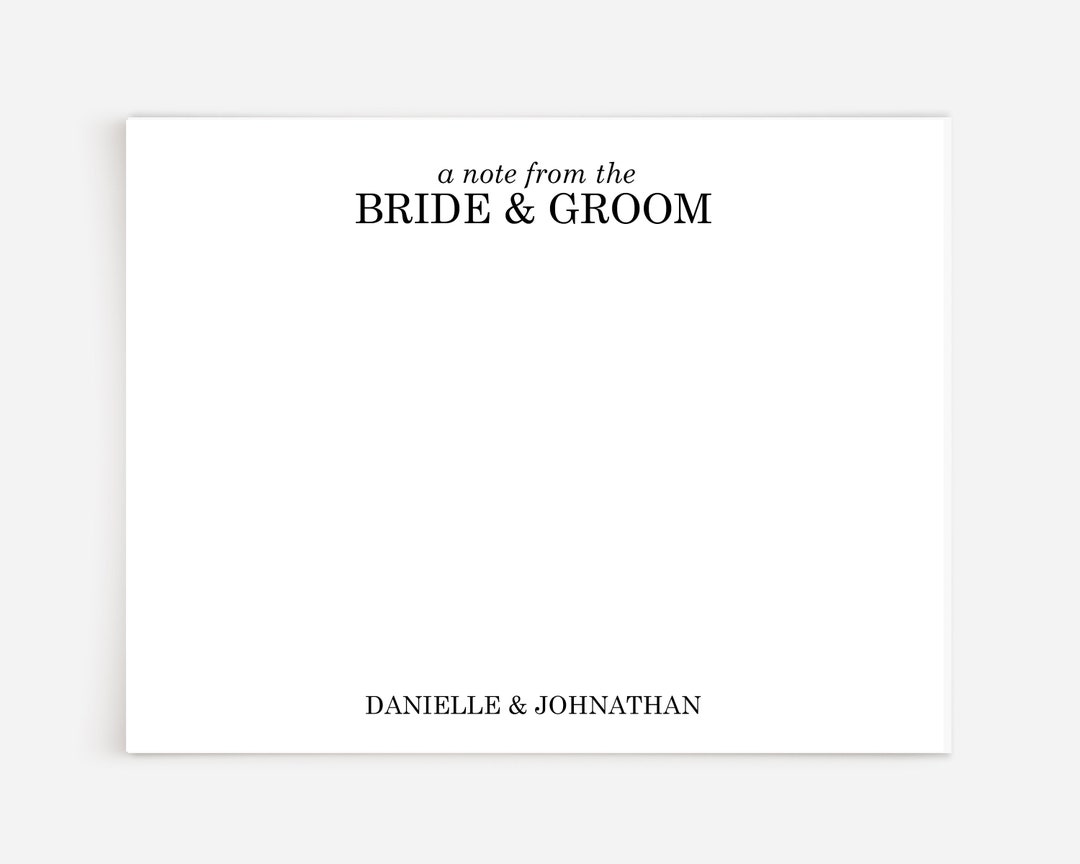 Personalized Bride and Groom Note Cards, 12 | Classic A Note From the ...
