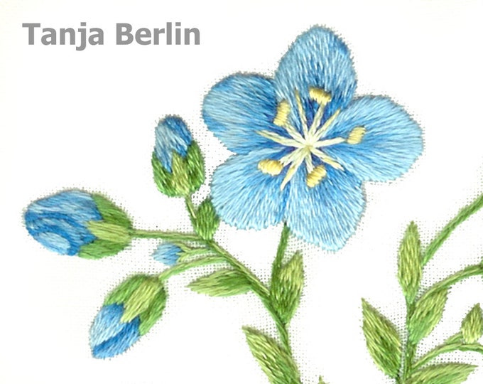 Hand Embroidery Kit Blue Flax Needle Painting Embroidery - Etsy