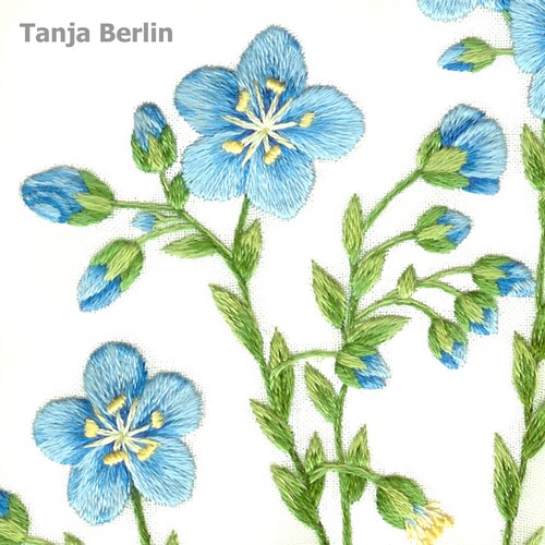 Hand Embroidery Kit Blue Flax Needle Painting Embroidery - Etsy