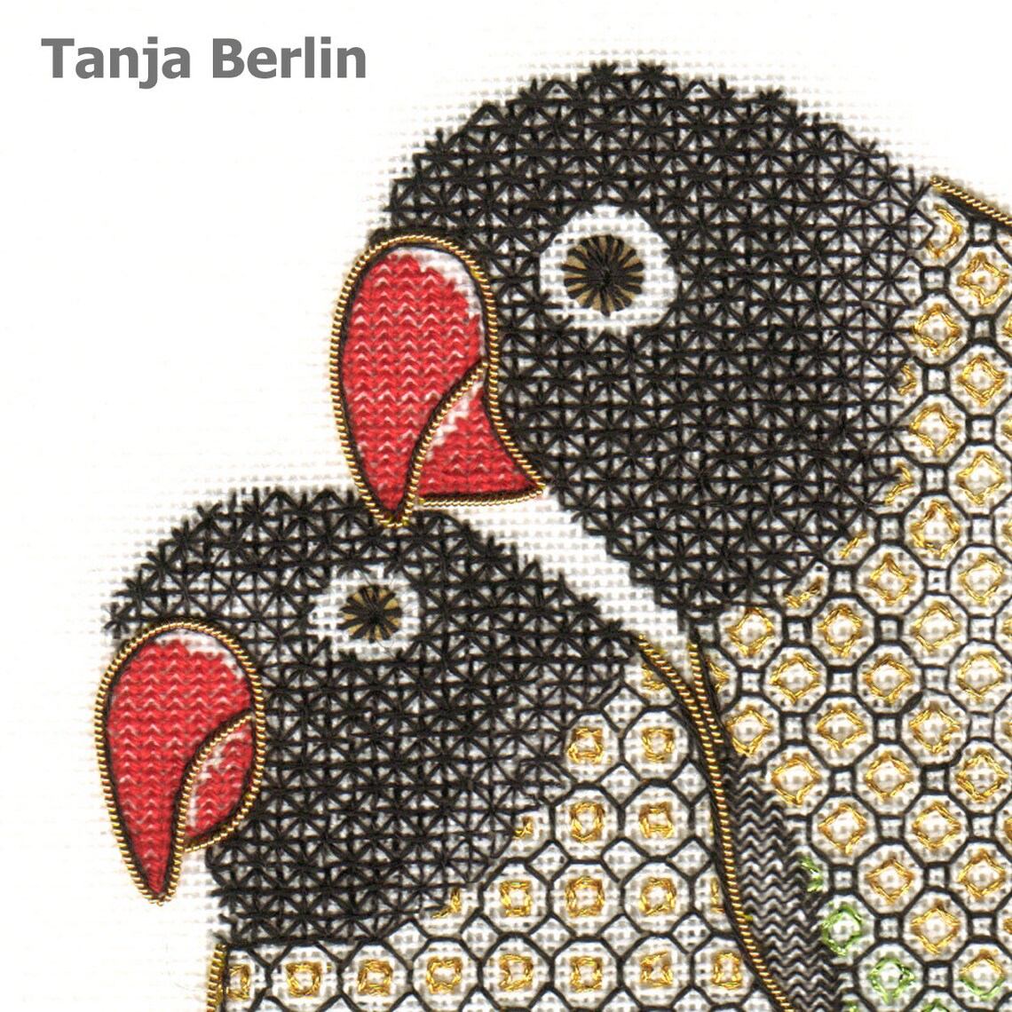 Hand Embroidery Kit: Blackwork Lovebirds What You Looking At Blackwork ...