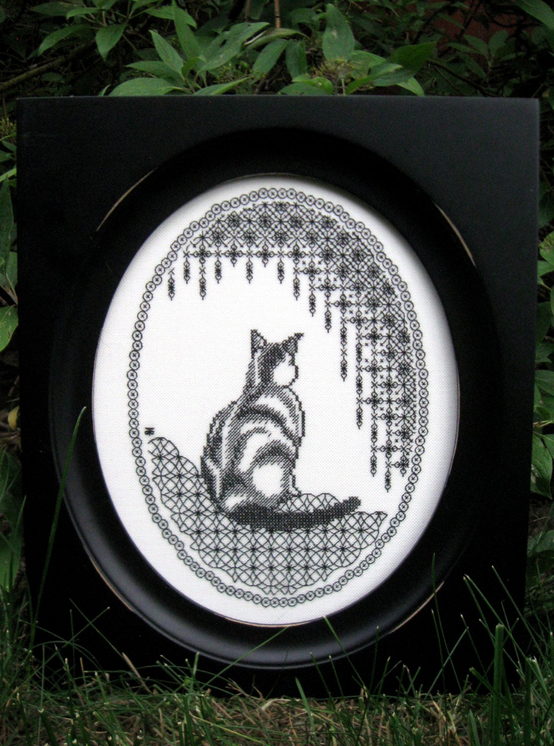 Cross-stitch Meets Blackwork Cat - Contemplation - Beginners Hand ...