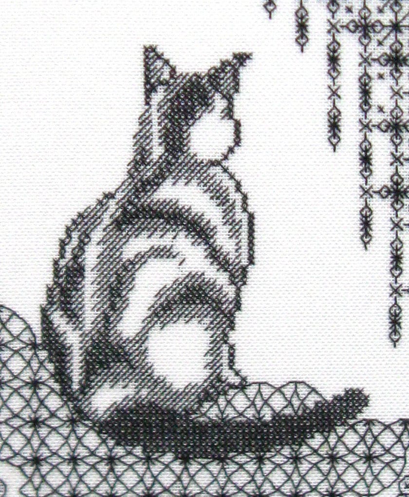 Cross-stitch Meets Blackwork Cat - Contemplation - Beginners Hand ...