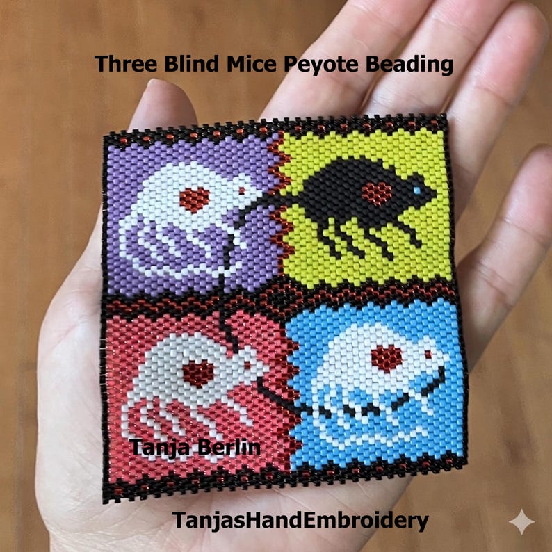 Three Blind Mice Peyote Beading Stitch Pattern: Coaster or Tapestry ...