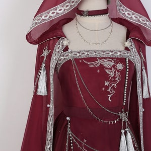 Galaxy Dress, Embroidered Floral Cape, Fringe Flower Dress Cloak Set ...